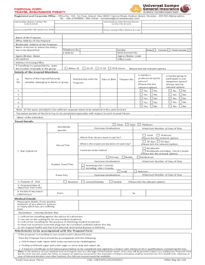 Fillable Online DOMESTIC TRAVEL INSURANCE - Proposal Form Fax Email ...