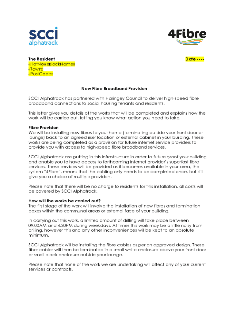 Fillable Online 4fibre broadband letter template Fax Email Print ...