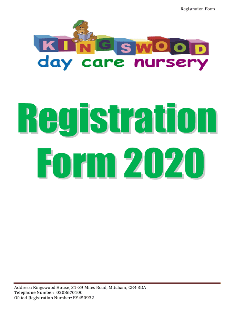 Fillable Online kingswooddaycarenursery co Kingswood Daycare Nursery ...