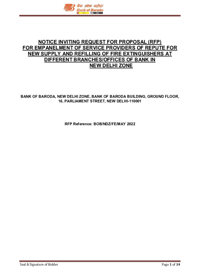Fillable Online Tender Notice Inviting Request for Proposal (Rfp ...