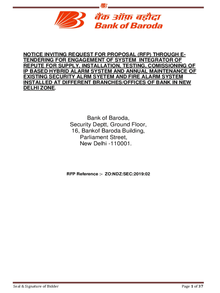 Fillable Online RFP for Supply, Installation and Maintenance of ...