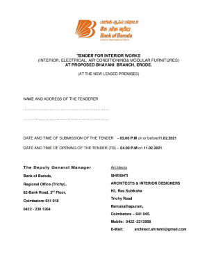 Fillable Online interior work Tenders, interior work Tenders ...