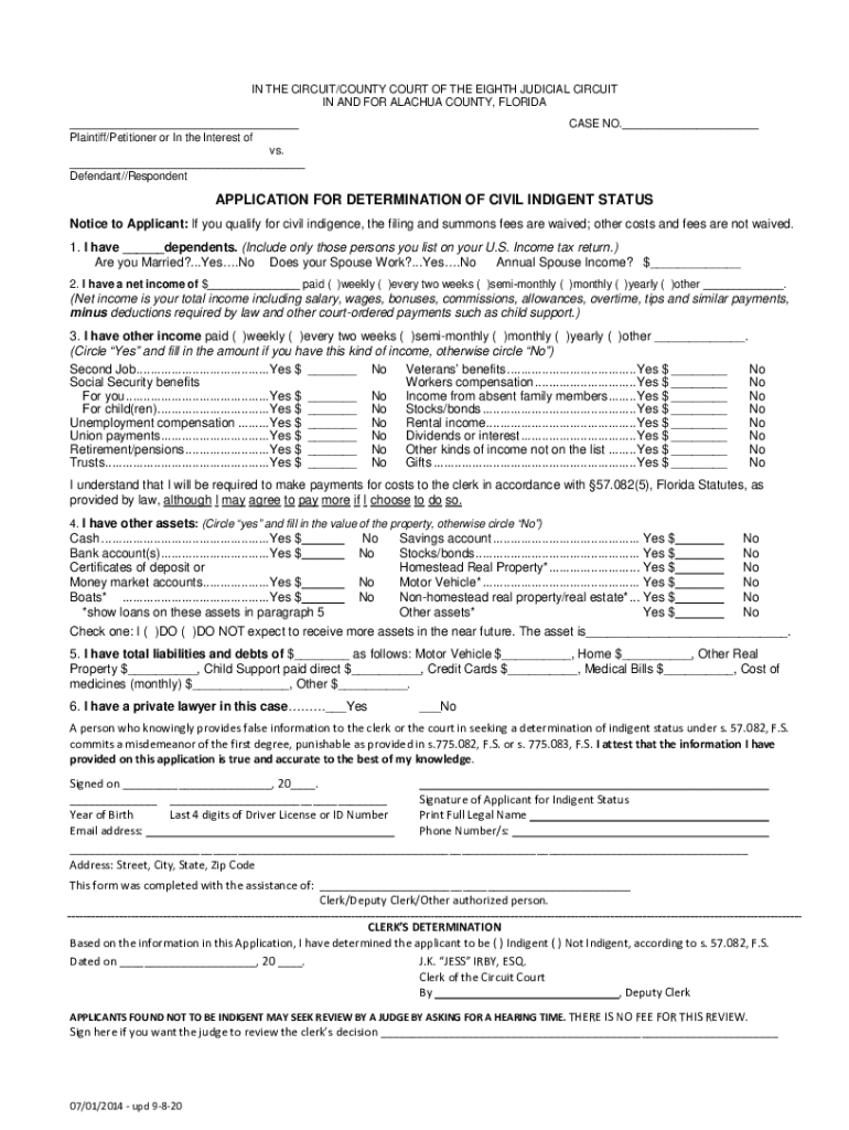 Florida indigent form: Fill out & sign online | DocHub