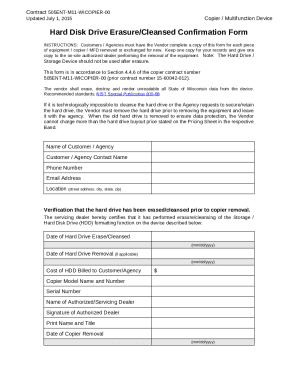 Hard Drive Erasure/Cleansing Confirmation Doc Template | pdfFiller