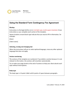 Fillable Online Using the Standard Form Contingency Fee Agreement Fax ...