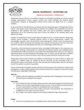 Fillable Online ICT ACCEPTABLE USE AGREEMENT Fax Email Print - pdfFiller