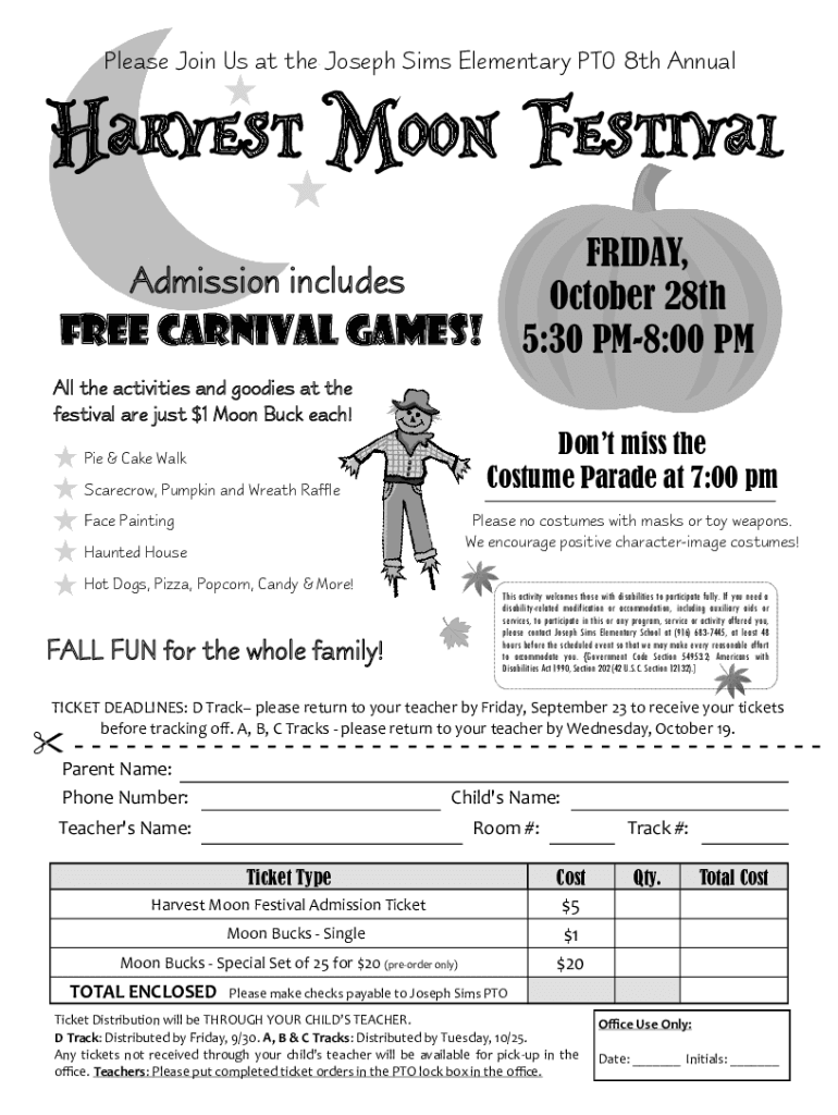 Fillable Online Harvest Moon Festival in... - Joseph Sims Elementary ...