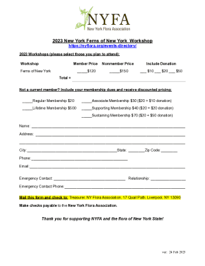 Fillable Online 2023 NYFA Fern Registration and Payment Form Fax Email ...