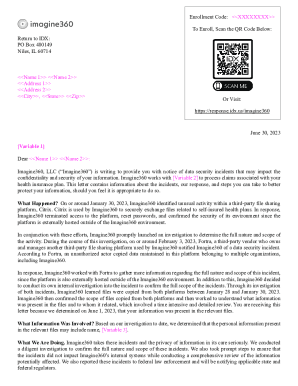 Fillable Online Imagine360 LLC - Notice of Data Event Fax Email Print ...