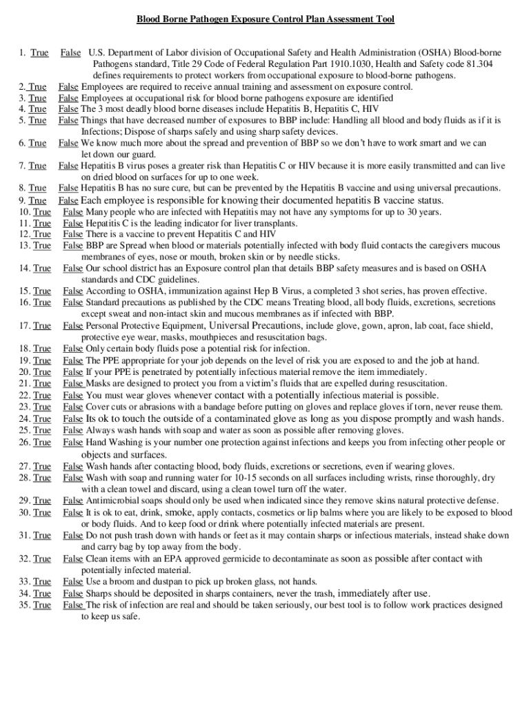 Fillable Online Exposure Control Plan Assessment Tool Fax Email Print ...