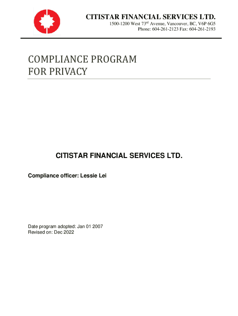 Fillable Online Citistar Financial Services Ltd - Vancouver Fax Email ...