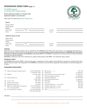 Fillable Online SPONSORSHIP ORDER FORM (page 1) Fax Email Print - pdfFiller