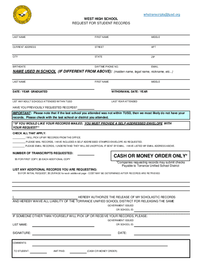 Student Recordstranscripts Home