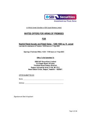 Fillable Online Tender Process SBICAP Securities Limited - Nashik ...