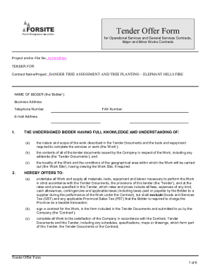 Fillable Online this Sample Invitation to tender Package contains Fax ...