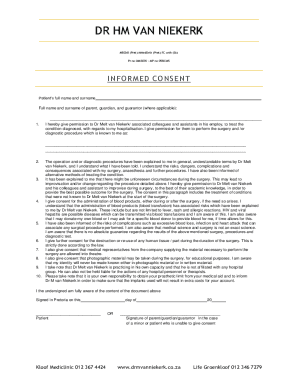 Fillable Online Informed Consent - DR HM VAN NIEKERK Fax Email Print ...