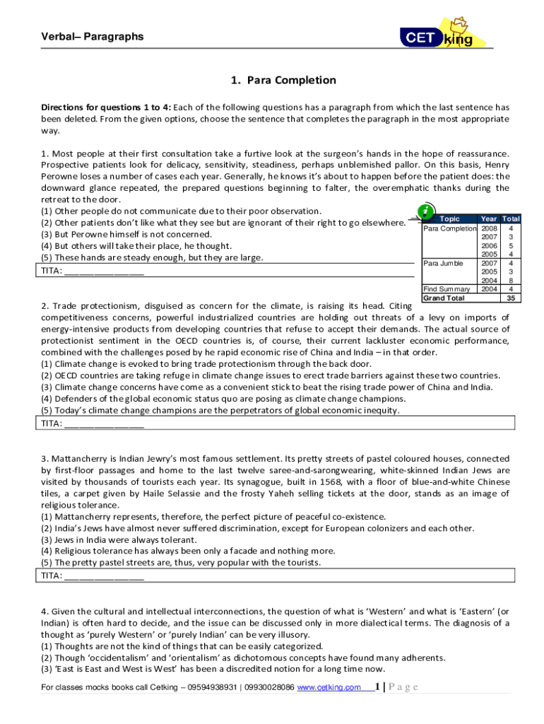 Fillable Online How to solve para completion or paragraph completion ... Fillable Online How to solve para completion or paragraph completion ...
