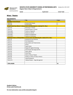 Fillable Online THEA Minor Checksheet 21-22 Fax Email Print - pdfFiller