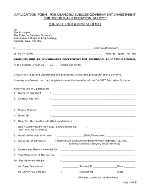 Fillable Online APPLICATION FORM FOR DIAMOND JUBILEE ... Fax Email ...