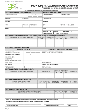 Fillable Online claim form for government health insurance replacement ...