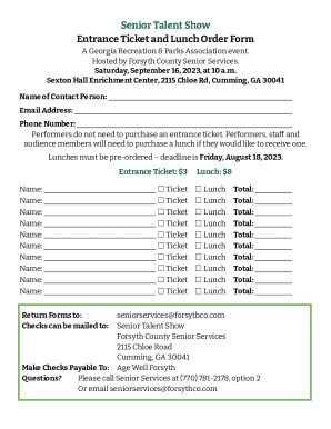 Fillable Online Senior Talent Show Registration Form Fax Email Print ...