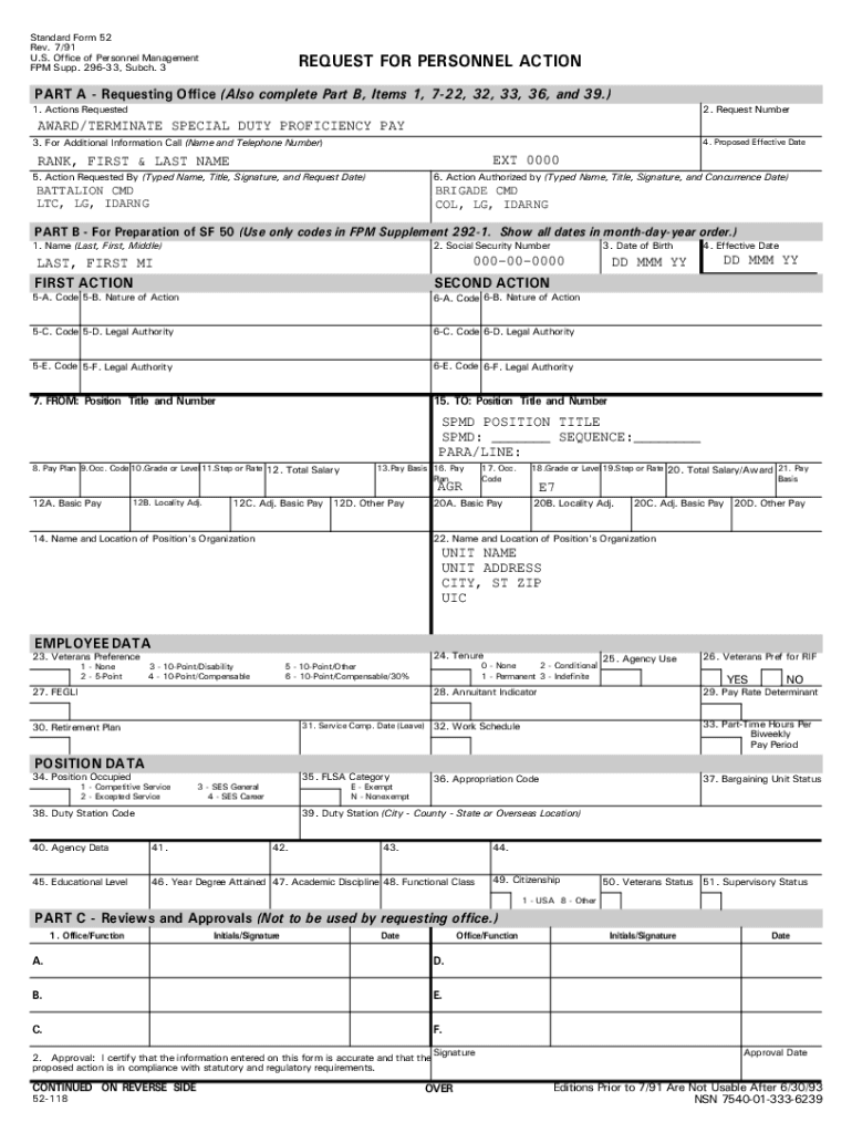 Ausfüllbar Online inghro idaho Guide to Preparing the SF 52 for AGR ...