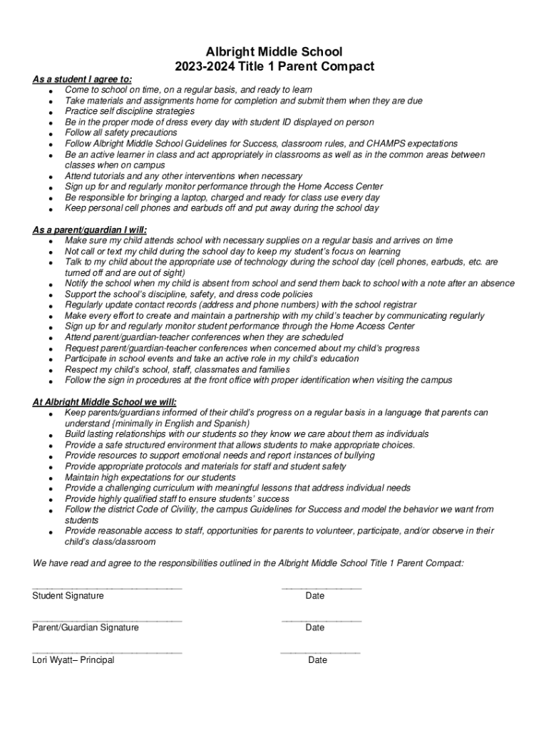 Fillable Online SCHOOL-PARENT COMPACT (AGREEMENT) - Connect Suite Fax ...