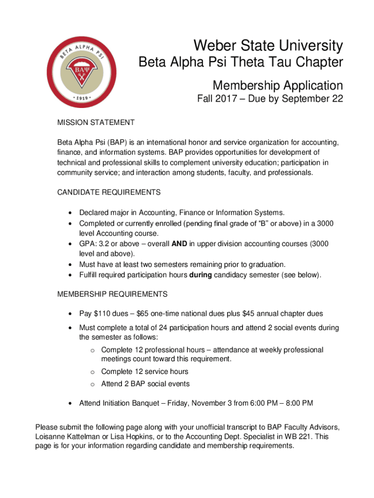 Fillable Online BAP "Theta Tau" CHAPTER Why Join the Beta Alpha Psi ... Fax Email Print - pdfFiller