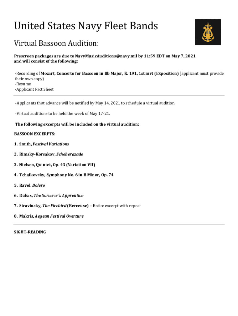 Fillable Online Open-Call Auditions for U.S. Navy Fleet Bands ...
