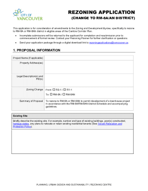 Fillable Online Rezoning Application Form (RM-8A/AN). Rezoning ...