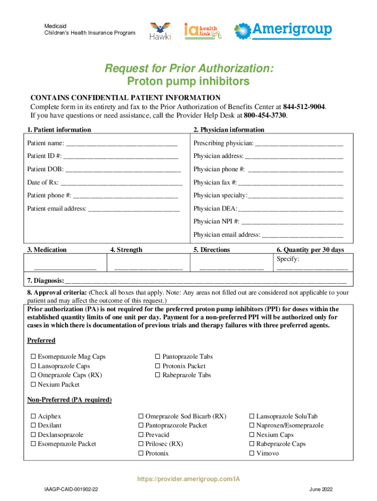 Fillable Online Prior Authorization Request - Proton Pump Inhibitors ...