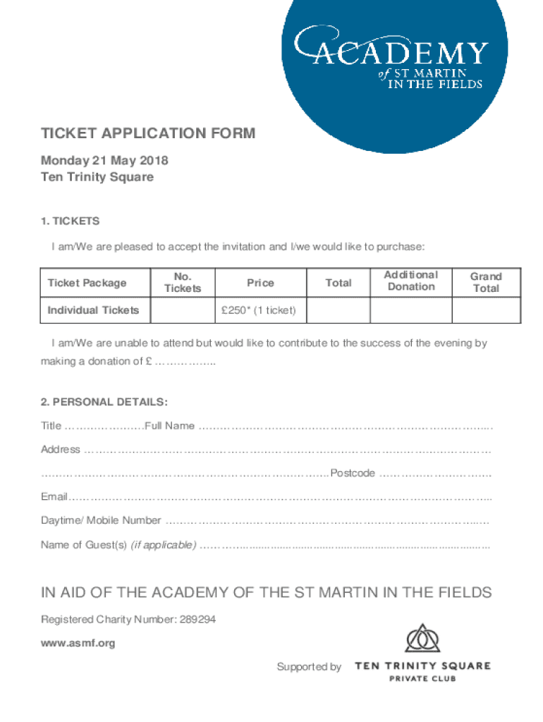 Fillable Online Ticket Purchase Form Template Fax Email Print - pdfFiller