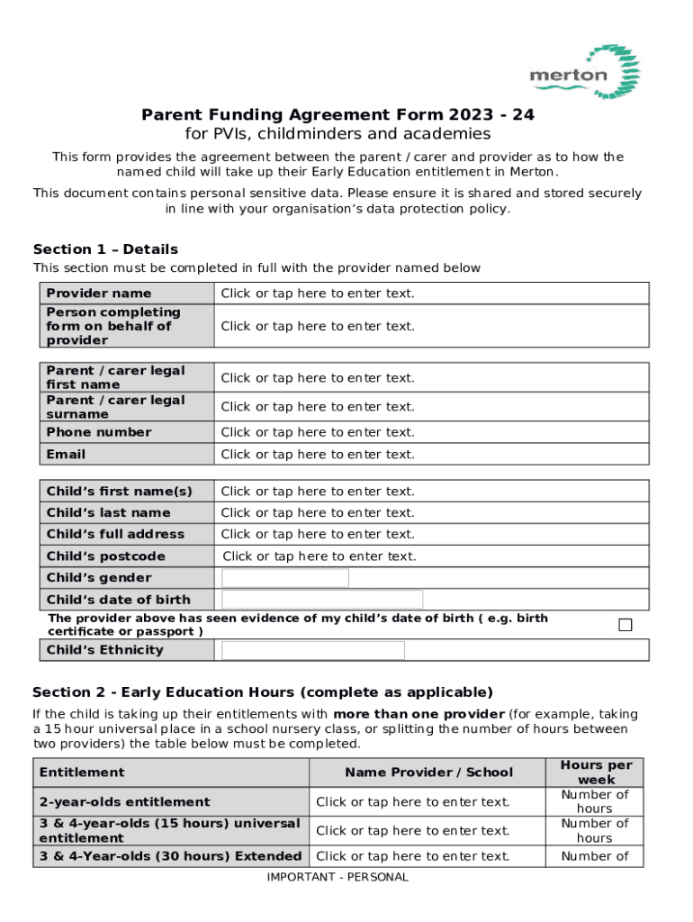 Parent/ carer and provider agreement for nursery ... Doc Template ...