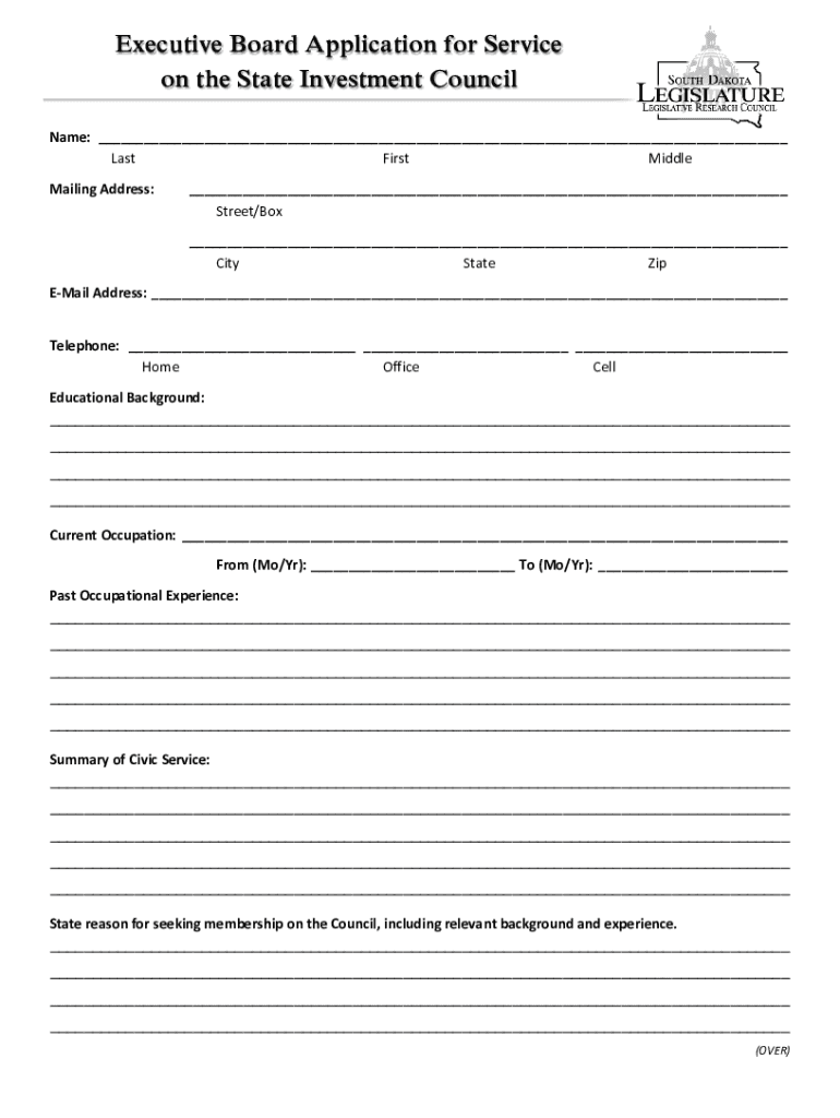 Fillable Online Executive Board Application for Service on the State ... Fax Email Print - pdfFiller