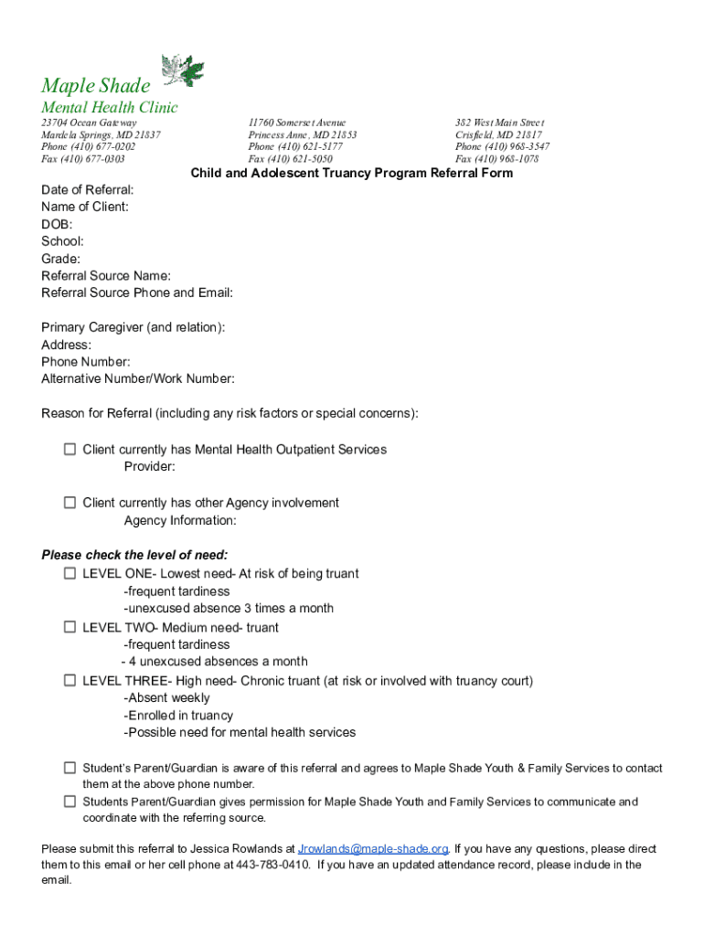 Fillable Online Truancy Program Referral Form Fax Email Print - pdfFiller