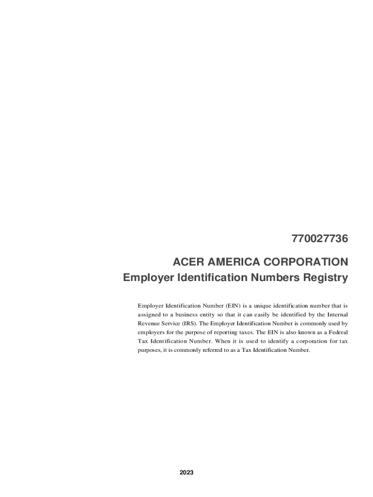 Fillable Online What Is An Employer Identification Number Fax Email 