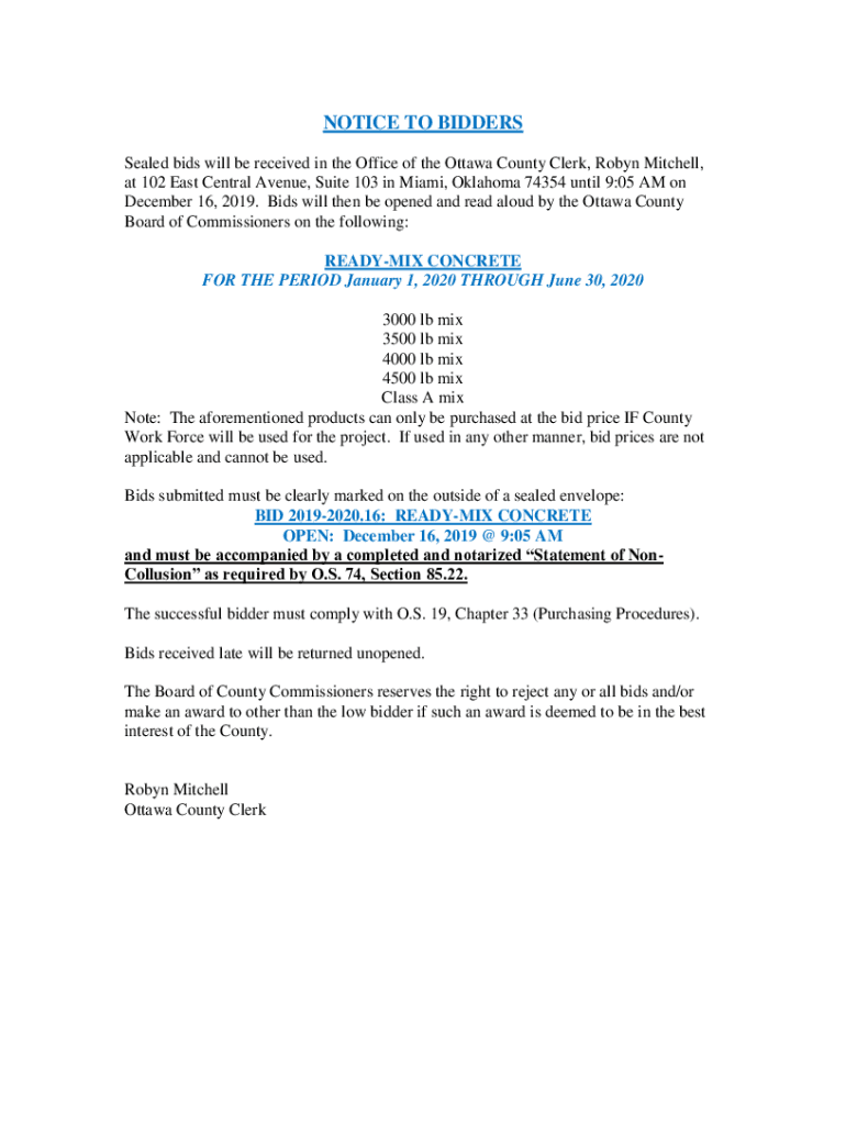 Fillable Online ottawa okcounties READY-MIX CONCRETE Fax Email Print ...