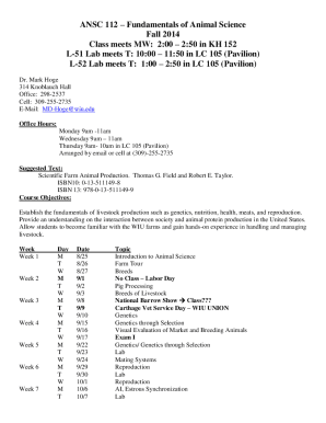 Fillable Online ANSC 112 Fundamentals of Animal Science Fax Email Print ...