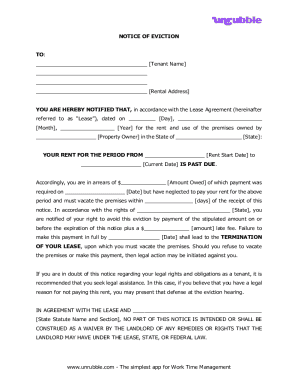Fillable Online Eviction Notice Template - Unrubble Fax Email Print ...