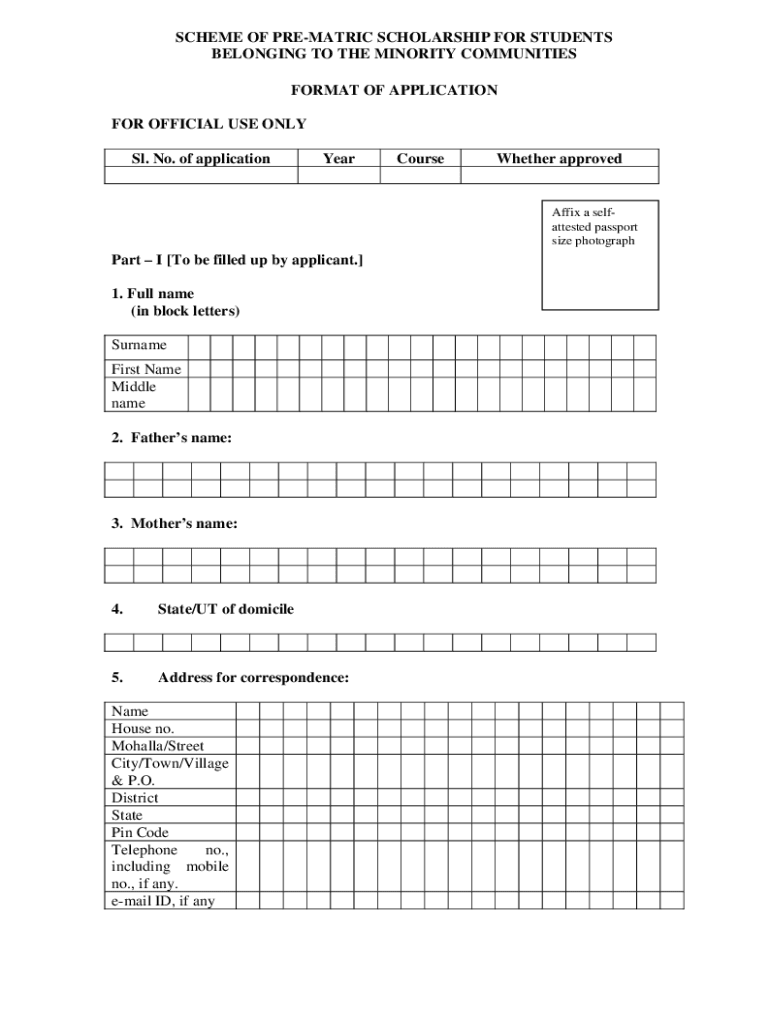Fillable Online scheme of pre-matric scholarship for students belonging to ... Fax Email Print ...