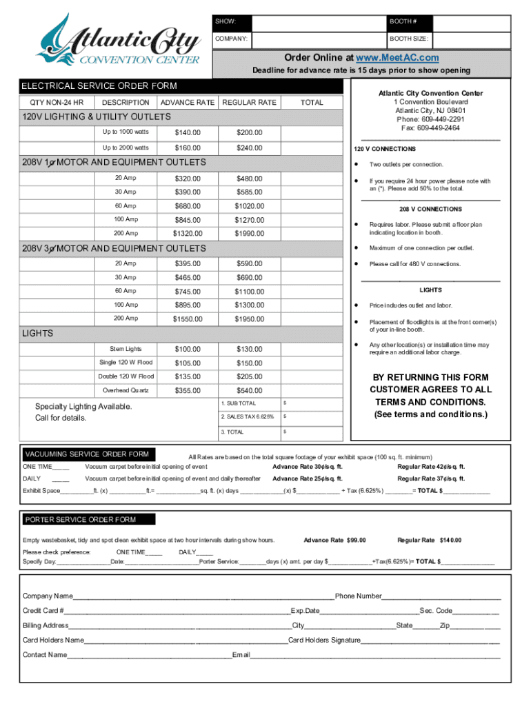 Fillable Online BOOTH SIZE: Fax Email Print - pdfFiller