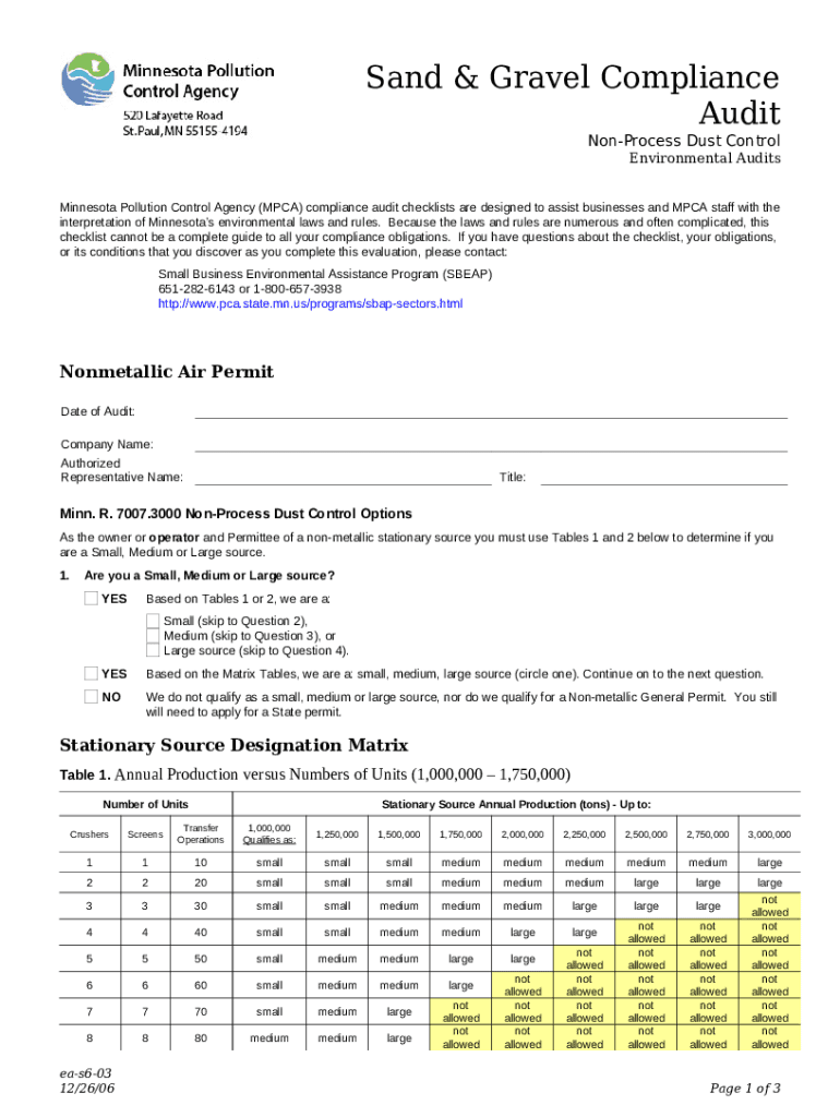 Sand and Gravel Compliance Audit - Non-Process Dust Control ...