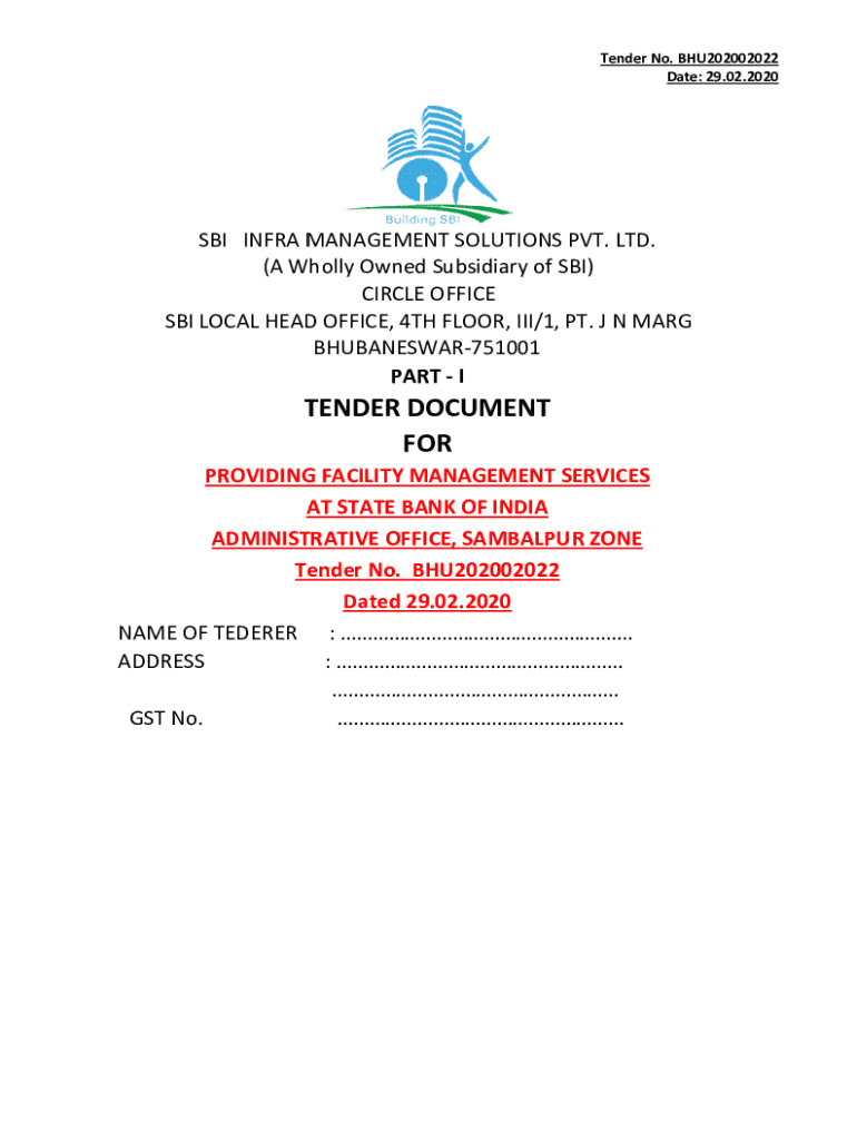 Fillable Online FMS-Tender SBI AO- Sambalpur Technical Bid Fax Email ...