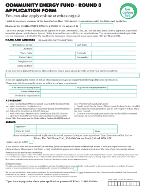 Fillable Online Community Energy Fund - round 3 Application Form Fax ...