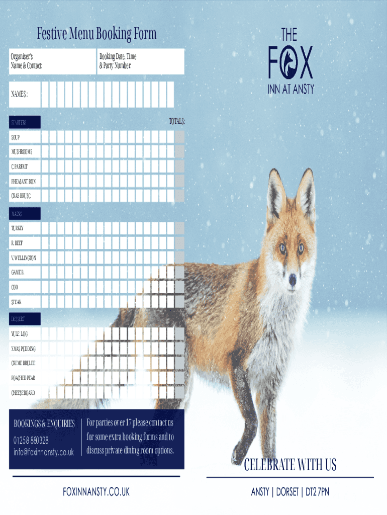 Fillable Online Christmas Menu Pre Order Form Template Fax Email Print ...