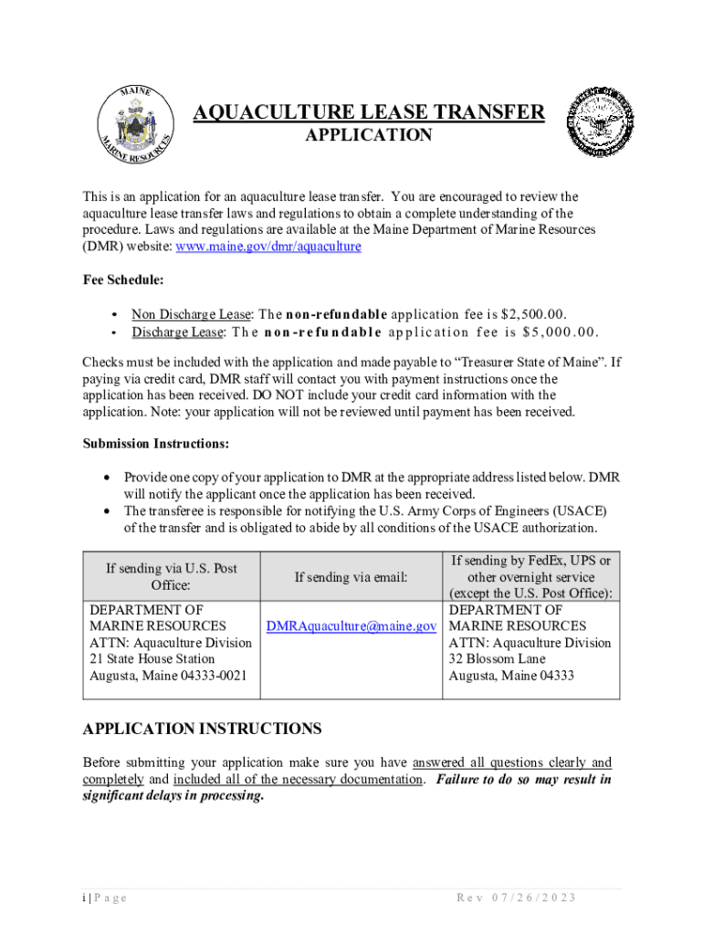 Fillable Online aquaculture lease transfer application Fax Email Print ...