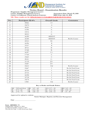 Fillable Online Notice Board Examination Results - Supplies Management ...