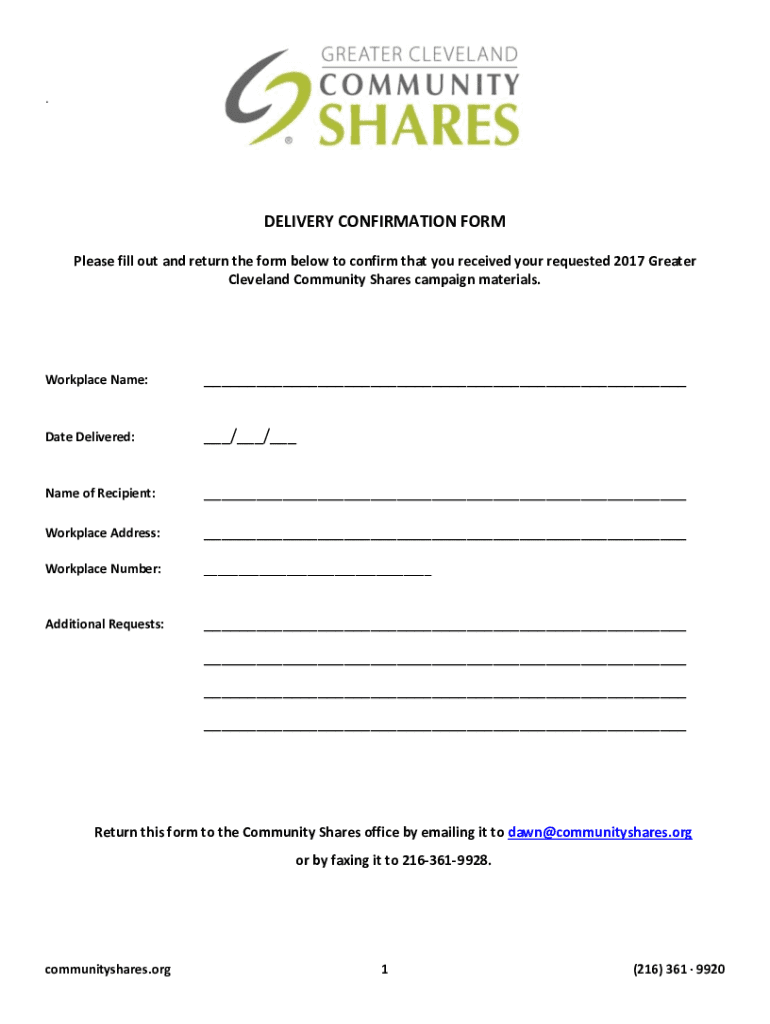 Fillable Online delivery confirmation form Fax Email Print - pdfFiller