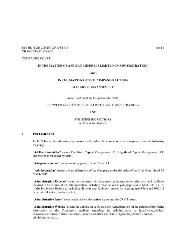 Fillable Online African Minerals Limited: using a scheme to unlock ...