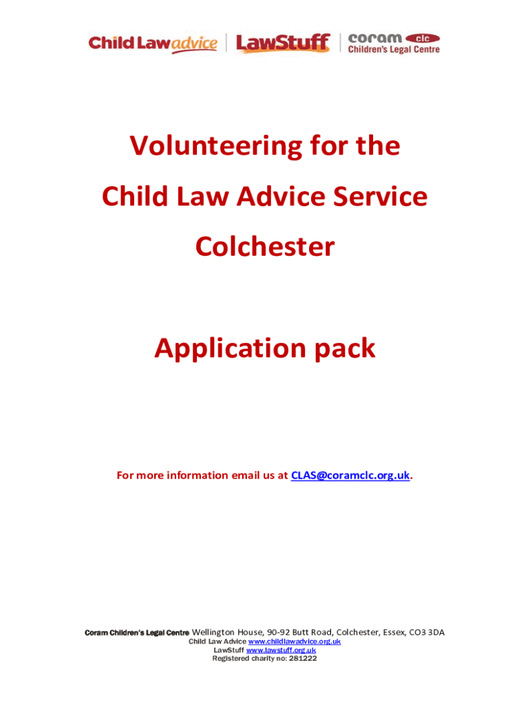 Fillable Online childlawadvice org CLAS-Volunteer-Application-Pack-2.pdf Fax Email Print - pdfFiller
